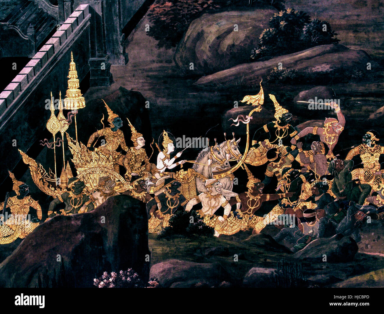 Ramayana Mural painting on exterior walls of king palace , bangkok ...