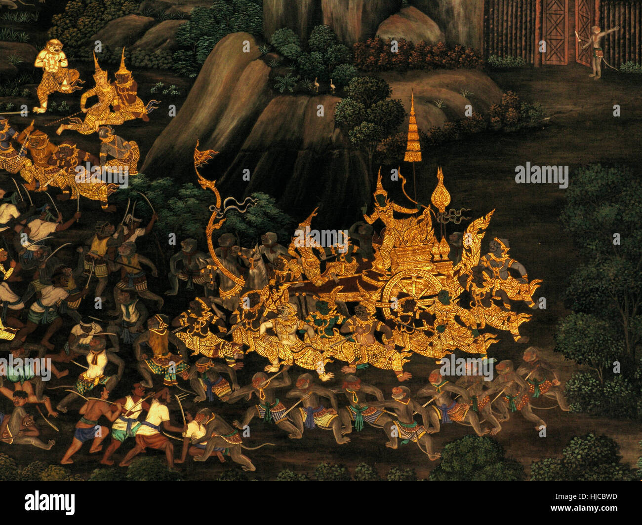 Ramayana Mural painting on exterior walls of king palace , bangkok ...