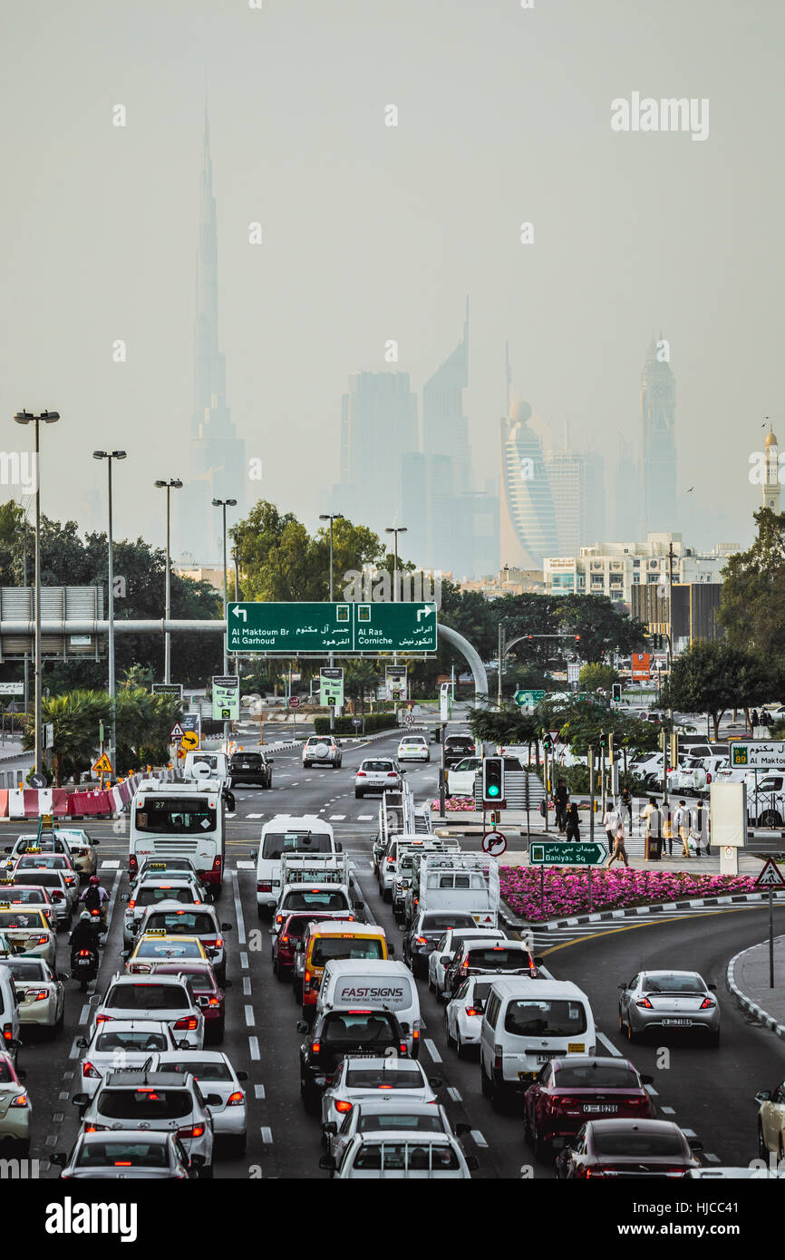 DUBAI, UAE - JANUARY 18, 2017 :Traffic Jam at Dubai, United Arab ...