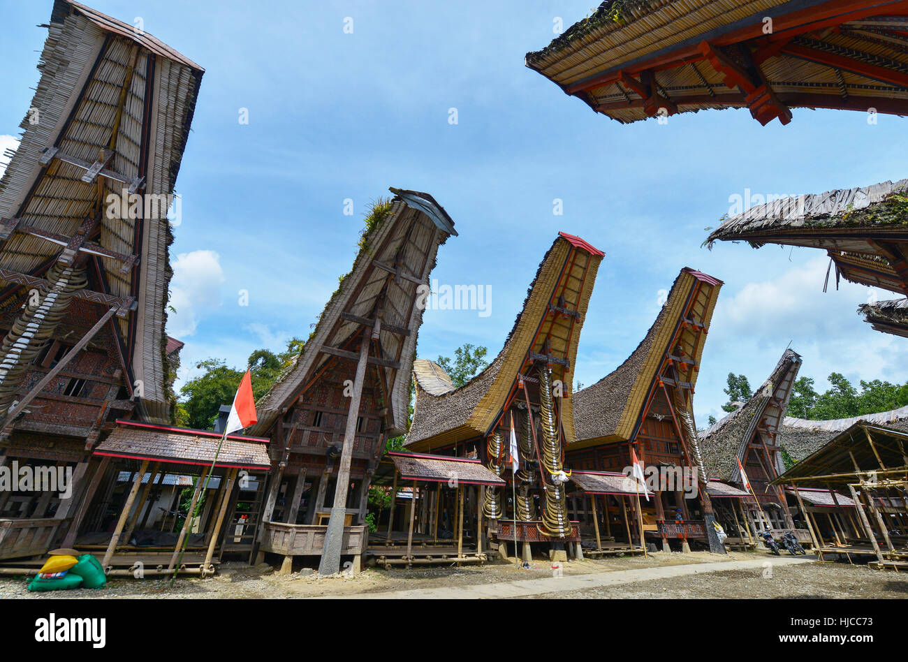 Tongkonan traditional houses in Tana Toraja, Sulawesi, Indonesia Stock ...