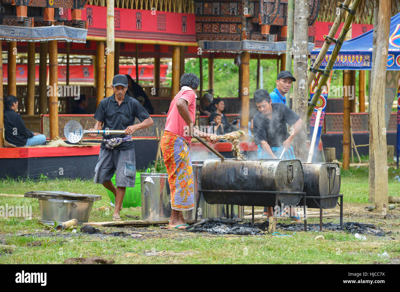 Tana Toraja, Sulawesi, Indonesia - August 15: Funeral ceremony on ...