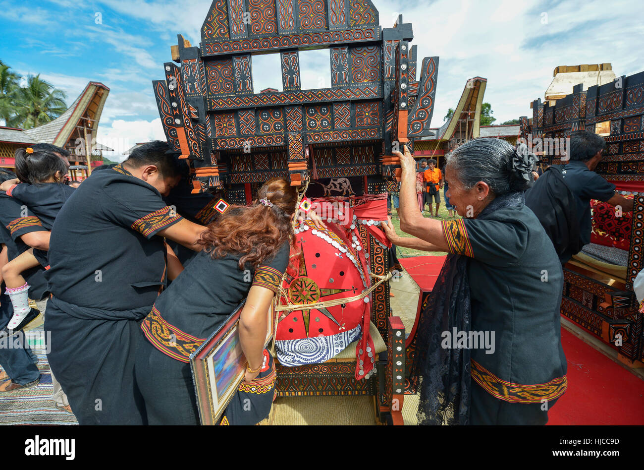 Tana Toraja, Sulawesi, Indonesia - August 15: Funeral ceremony on ...