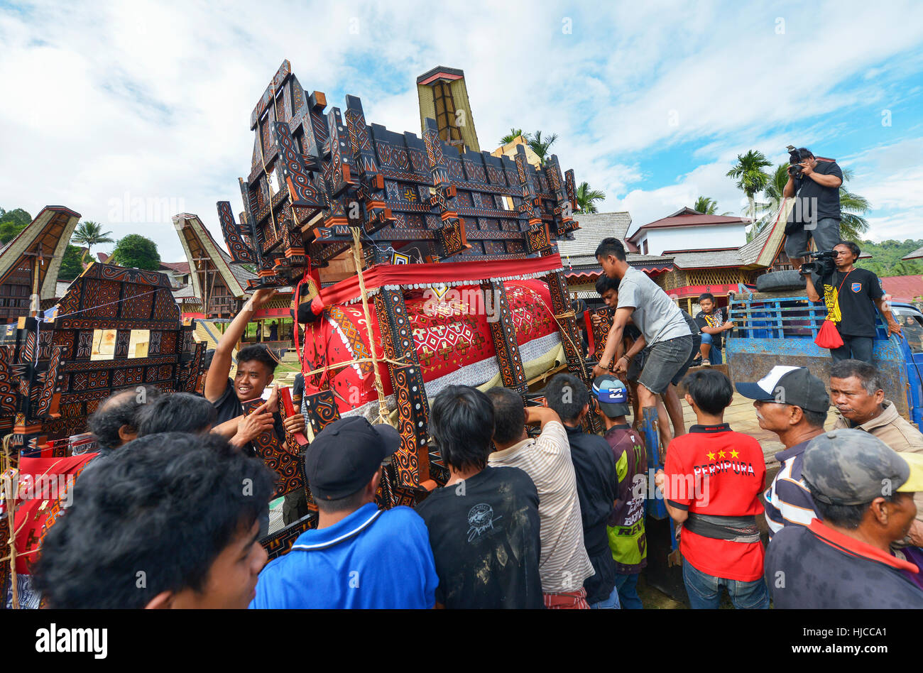 Tana Toraja, Sulawesi, Indonesia - August 15: Funeral ceremony on ...