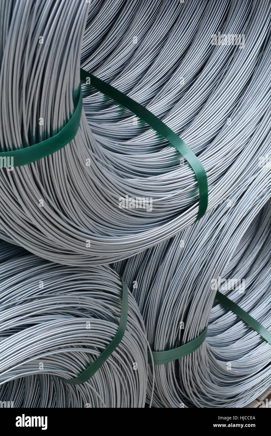 Detail of rolls of metal wire Stock Photo - Alamy