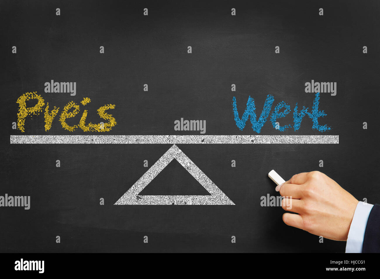 Balance between the German words "Preis" (price) and "Wert" (value) on ...