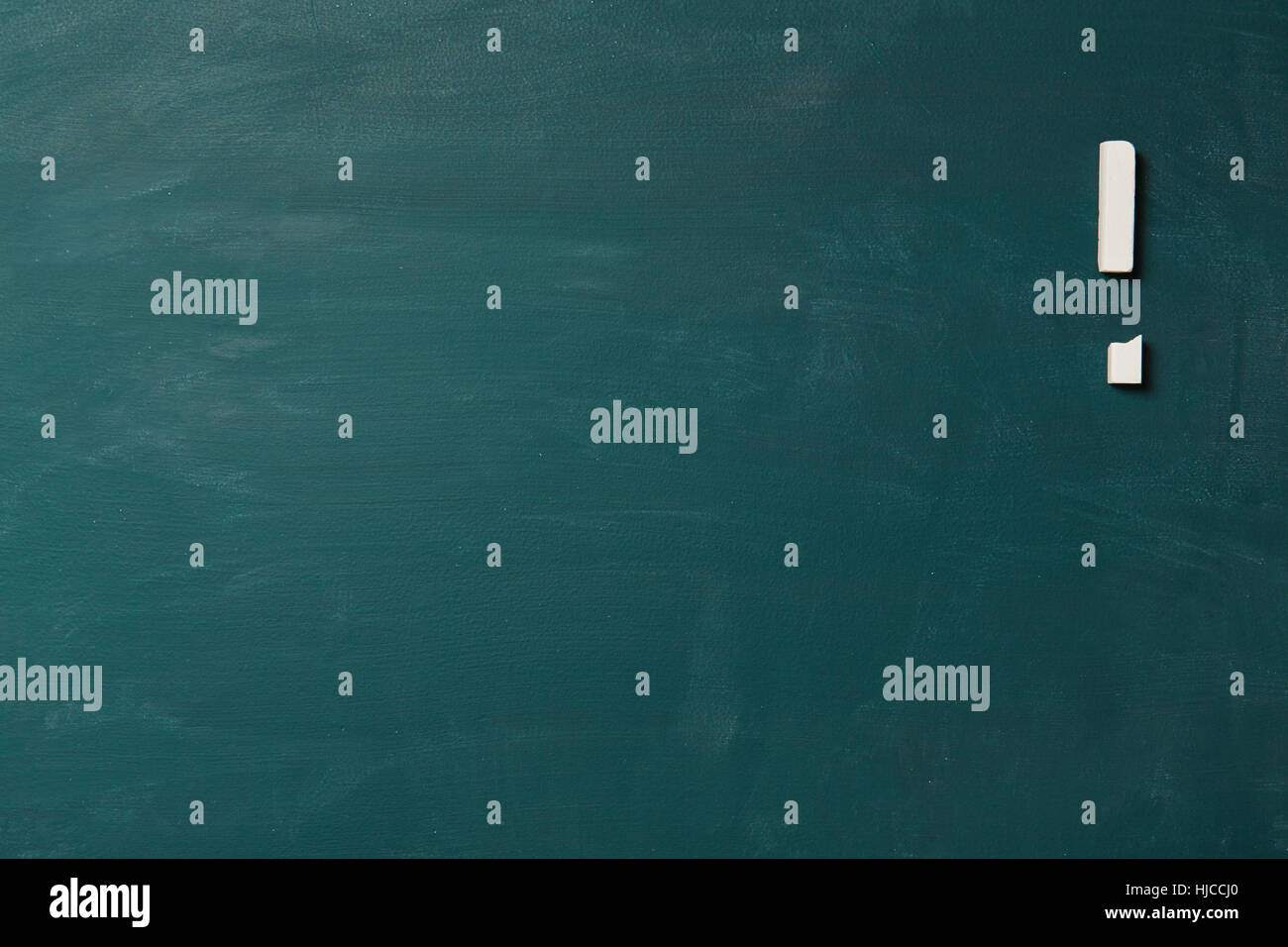 Empty green chalkboard with broken chalk as exclamation point Stock ...