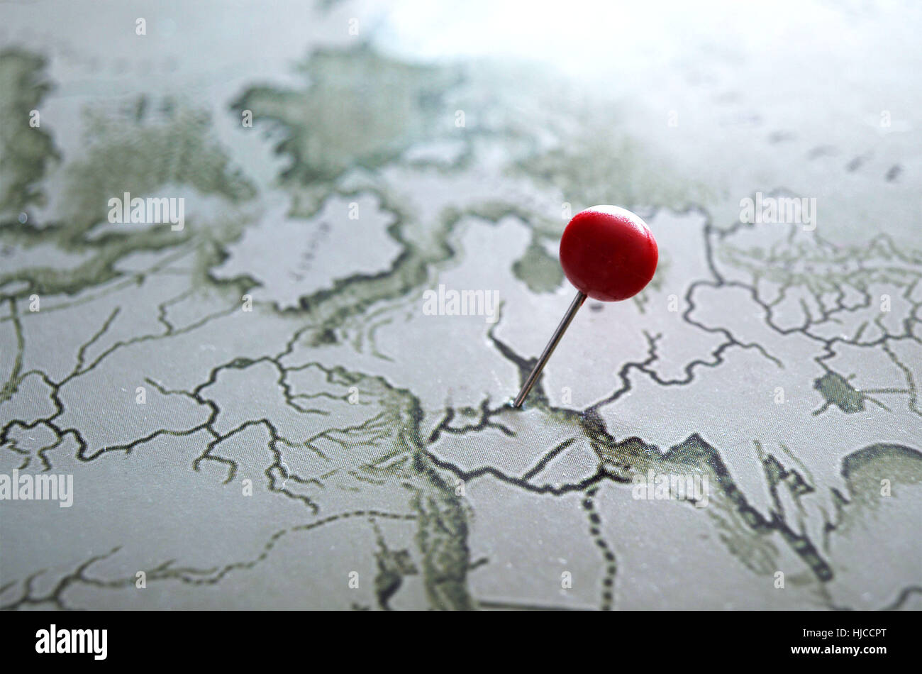Pushpin marking location on a geography map Stock Photo - Alamy