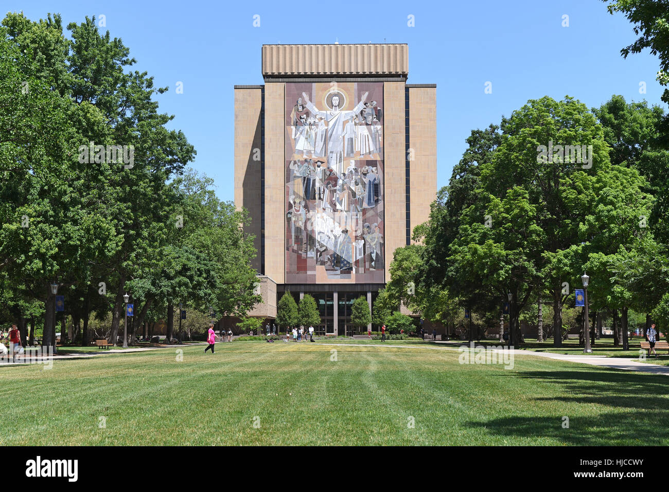 South Bend, IN, USA – June 24, 2016: Mural called Touchdown Jesus at ...