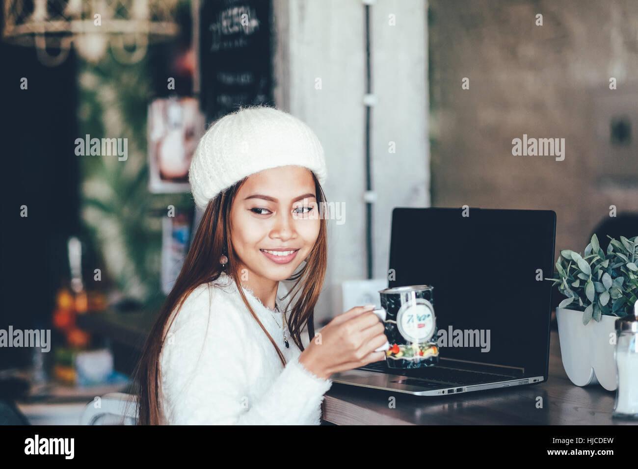 Model drinking tea hi-res stock photography and images - Alamy