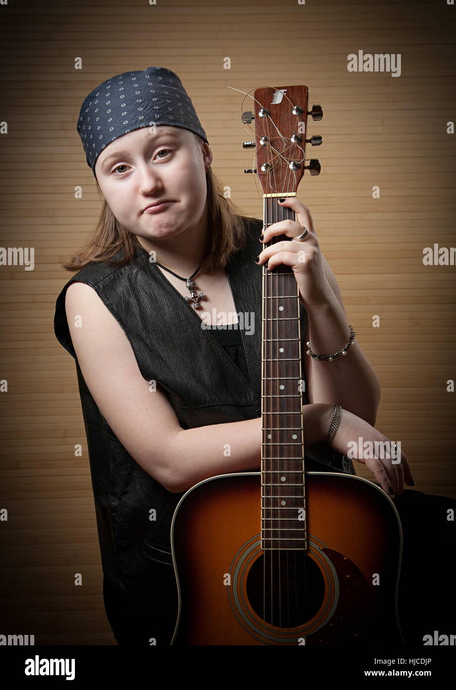 skin, rock, studio, guitar, waistcoat, portrait, girl, girls, skin ...