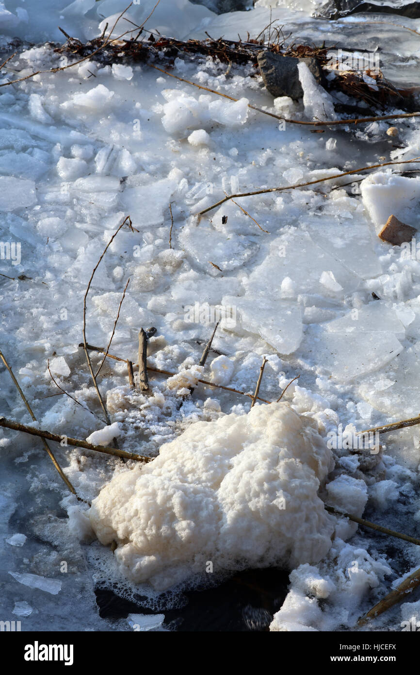 Zugefrorener Fluß im Winter Stock Photo - Alamy