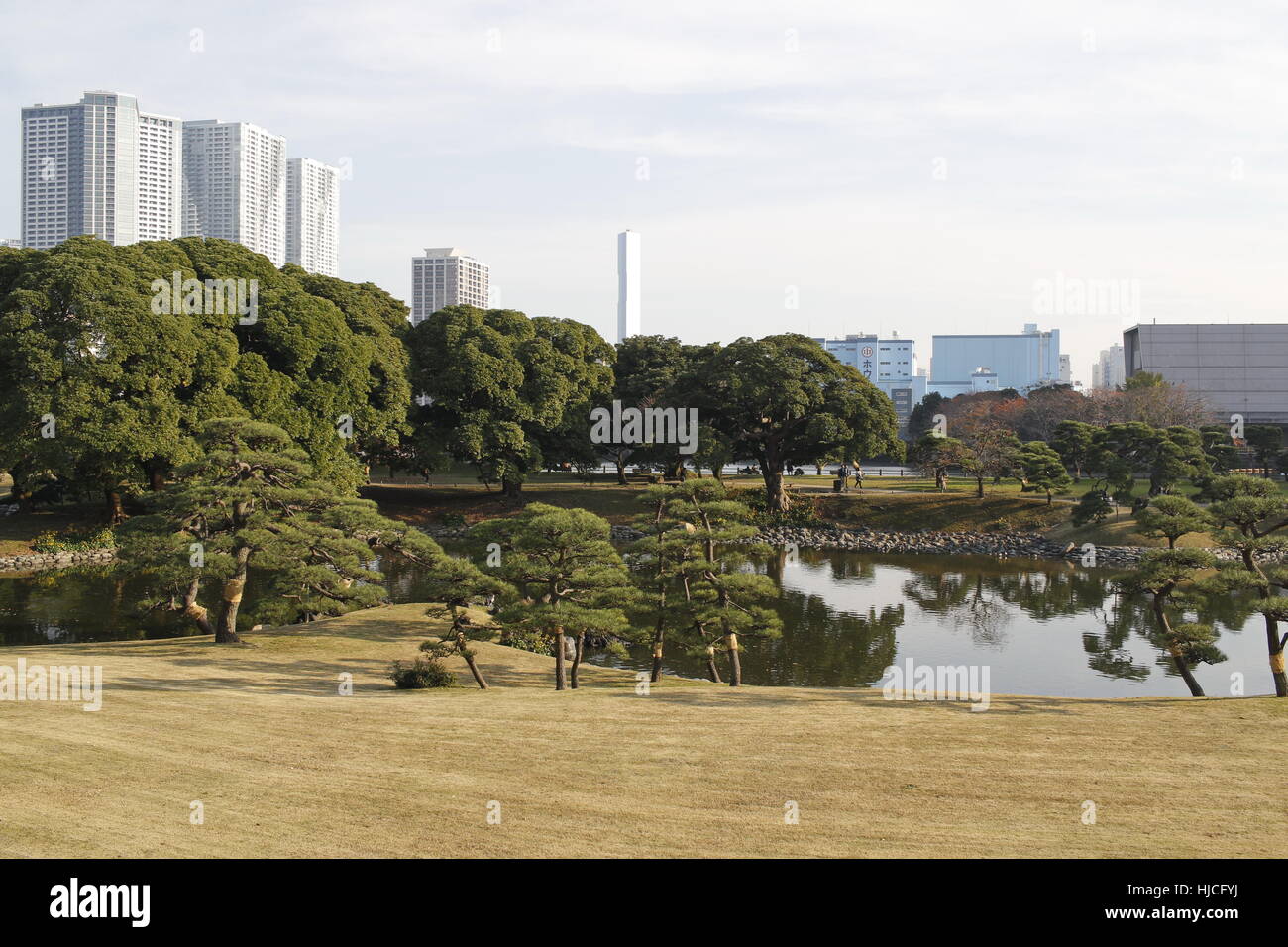 General view of Hamarikyu Gardens (japanese: Hama-rikyu onshi teien) in ...