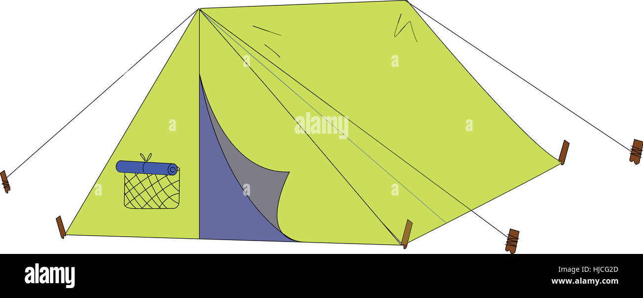 Illustration of a green isolated tent Stock Photo - Alamy