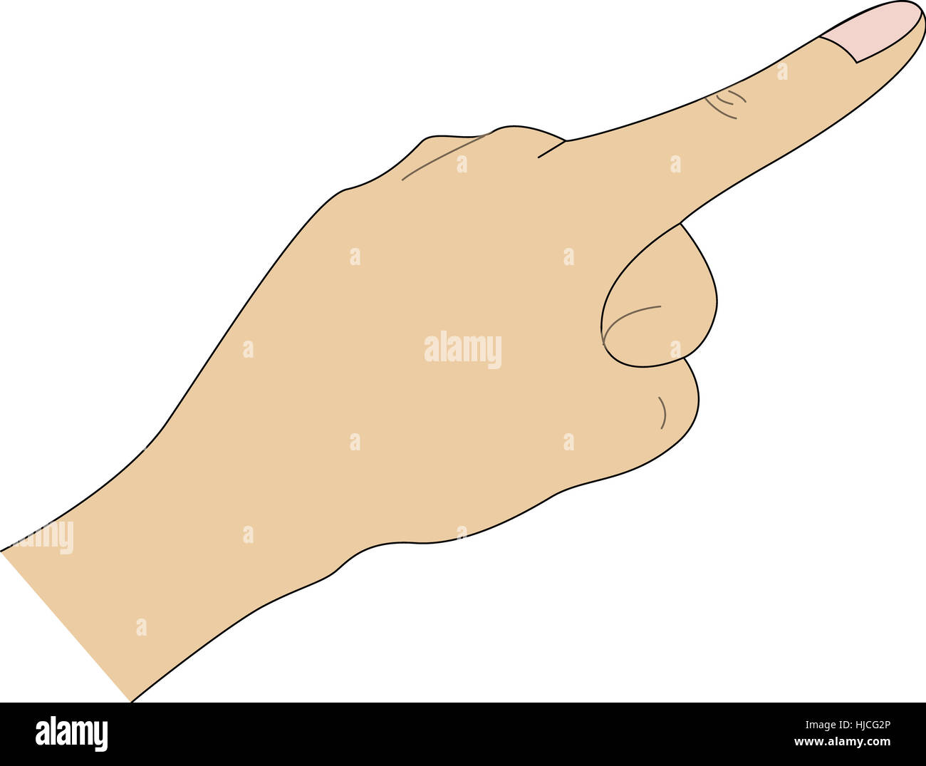 Illustration of a pointing hand Stock Photo - Alamy