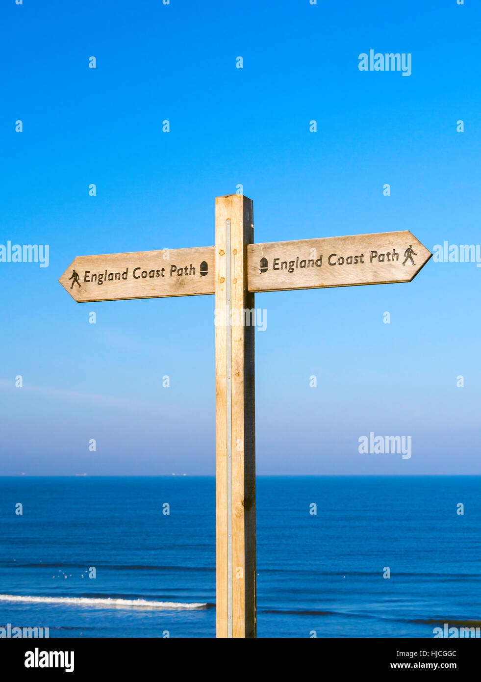 A wooden finger post for the England Coast Path National Trail Stock ...