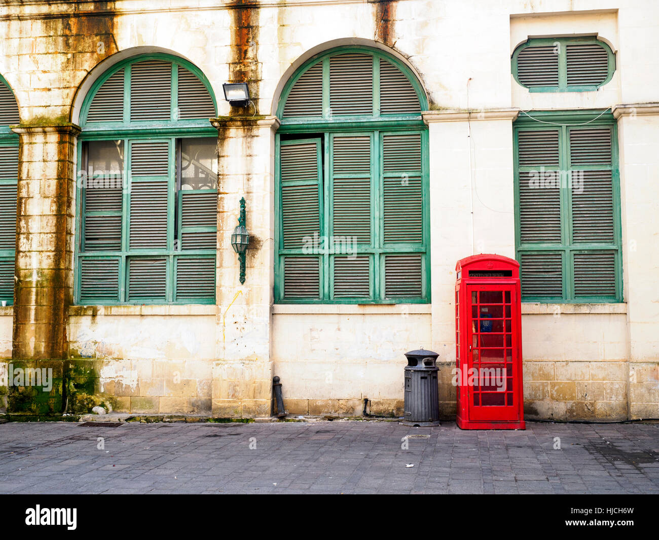 British style phone booth near the old market - Valletta, Malta Stock ...