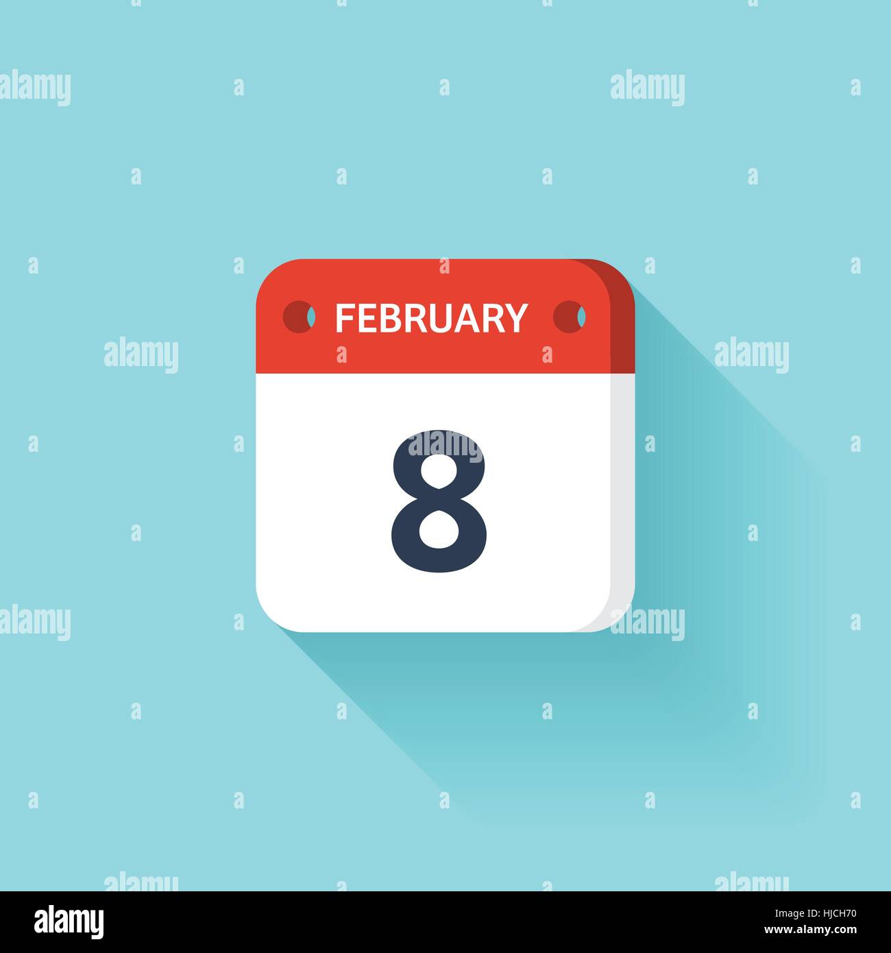 February 8. Isometric Calendar Icon With Shadow.Vector Illustration ...