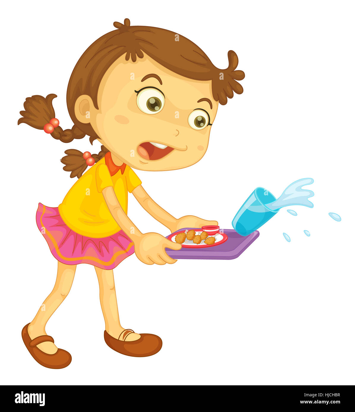 Illustration of girl spilling her food Stock Photo - Alamy