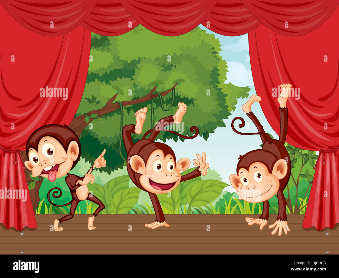 The monkeys are on the stage Stock Photo - Alamy