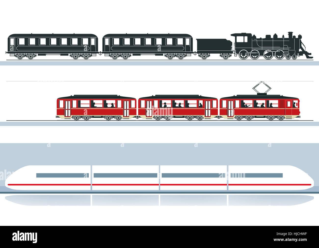 Three train at station Cut Out Stock Images & Pictures - Alamy