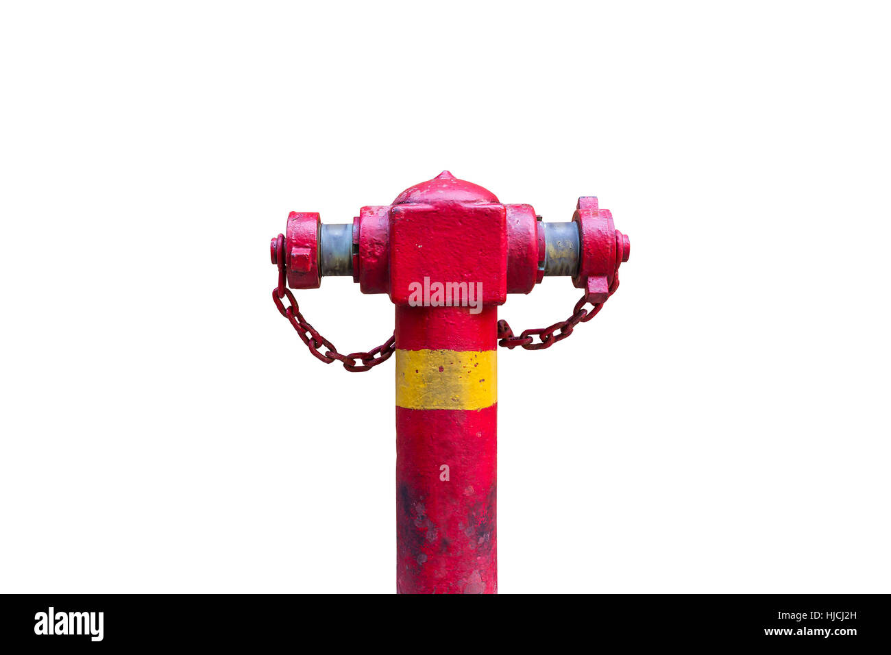 Weathered Red Fire Hydrant with Chain, Stained Fire Hydrant Isolated on ...