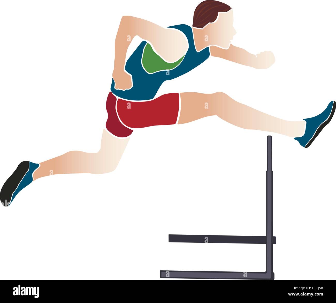 athlete runner hurdles colored silhouette vector illustration Stock ...