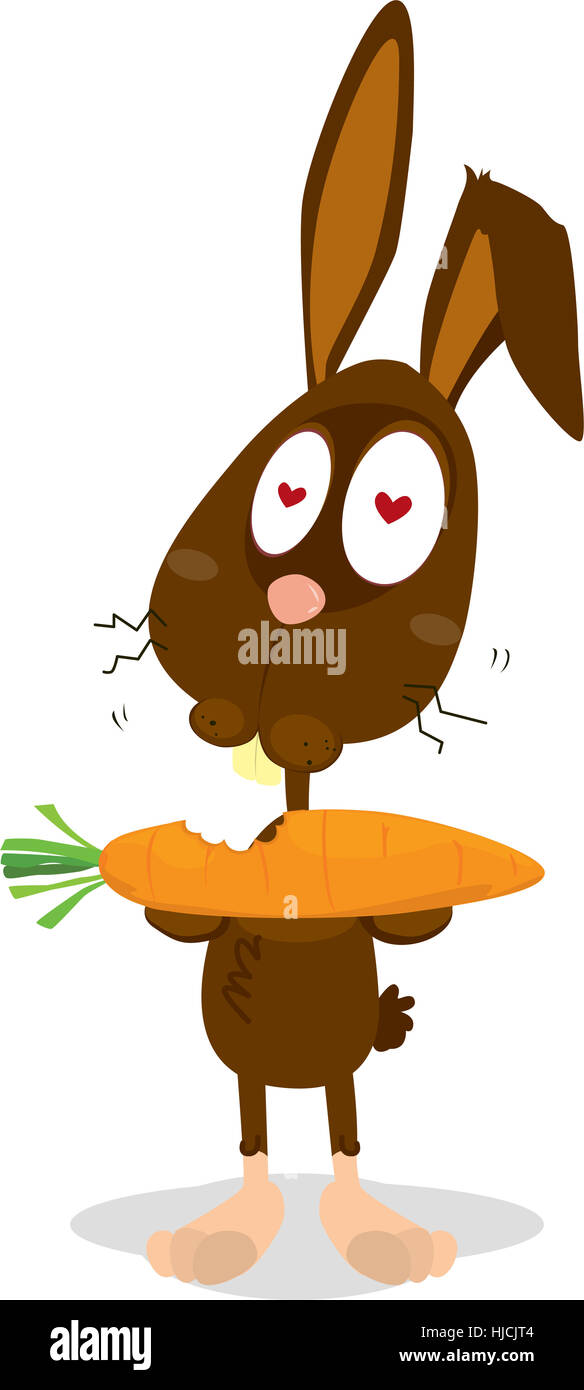 Illustration of a rabbit eating carrot on white background Stock Photo ...