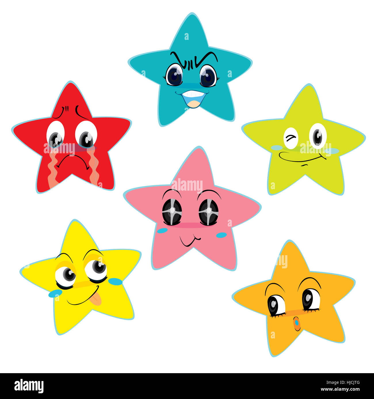 Illustration of stars showing emotions on white background Stock Photo ...