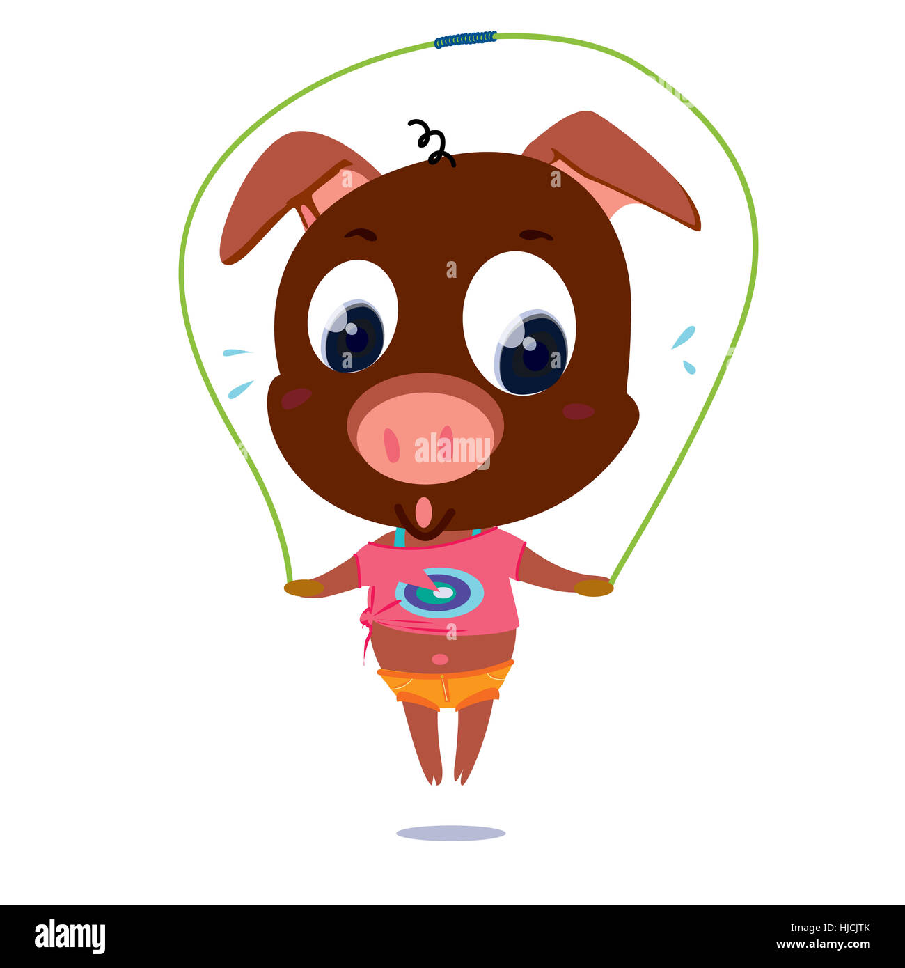 Illustration of A Skipping Pig on white background Stock Photo - Alamy