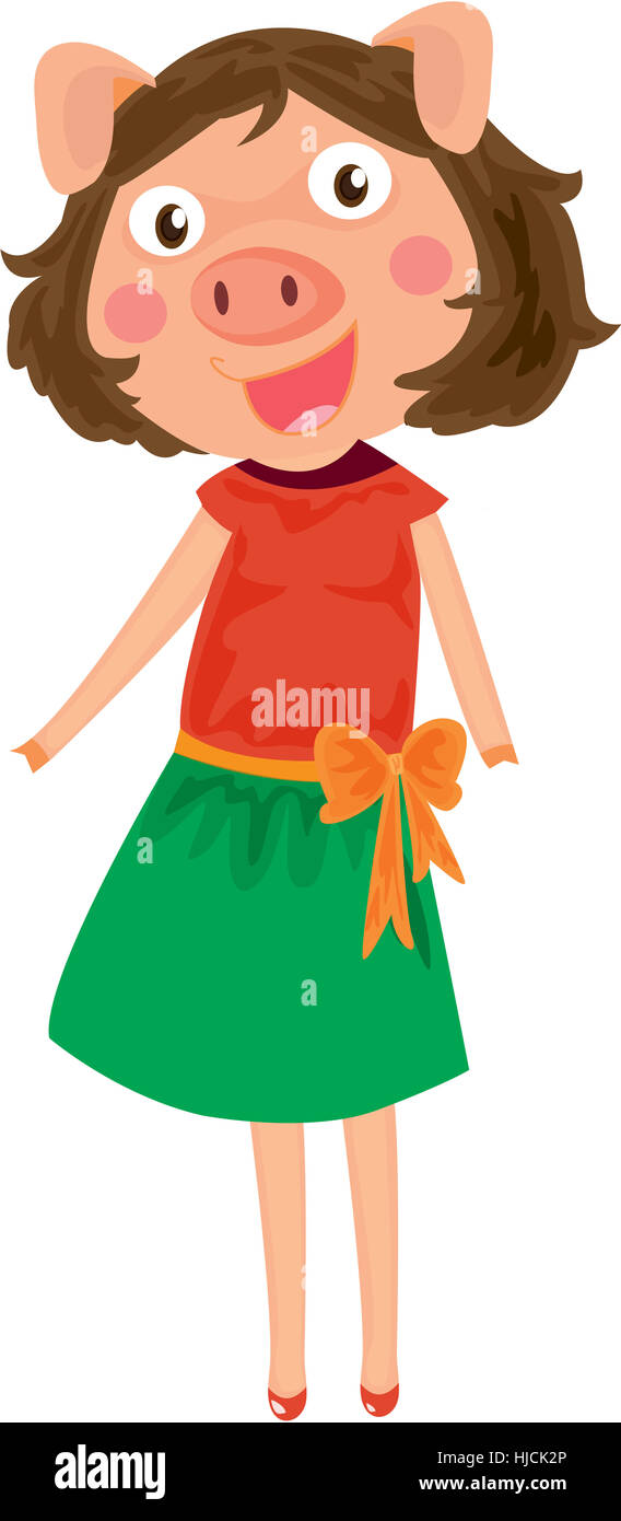 illustration of a female pig on white Stock Photo - Alamy