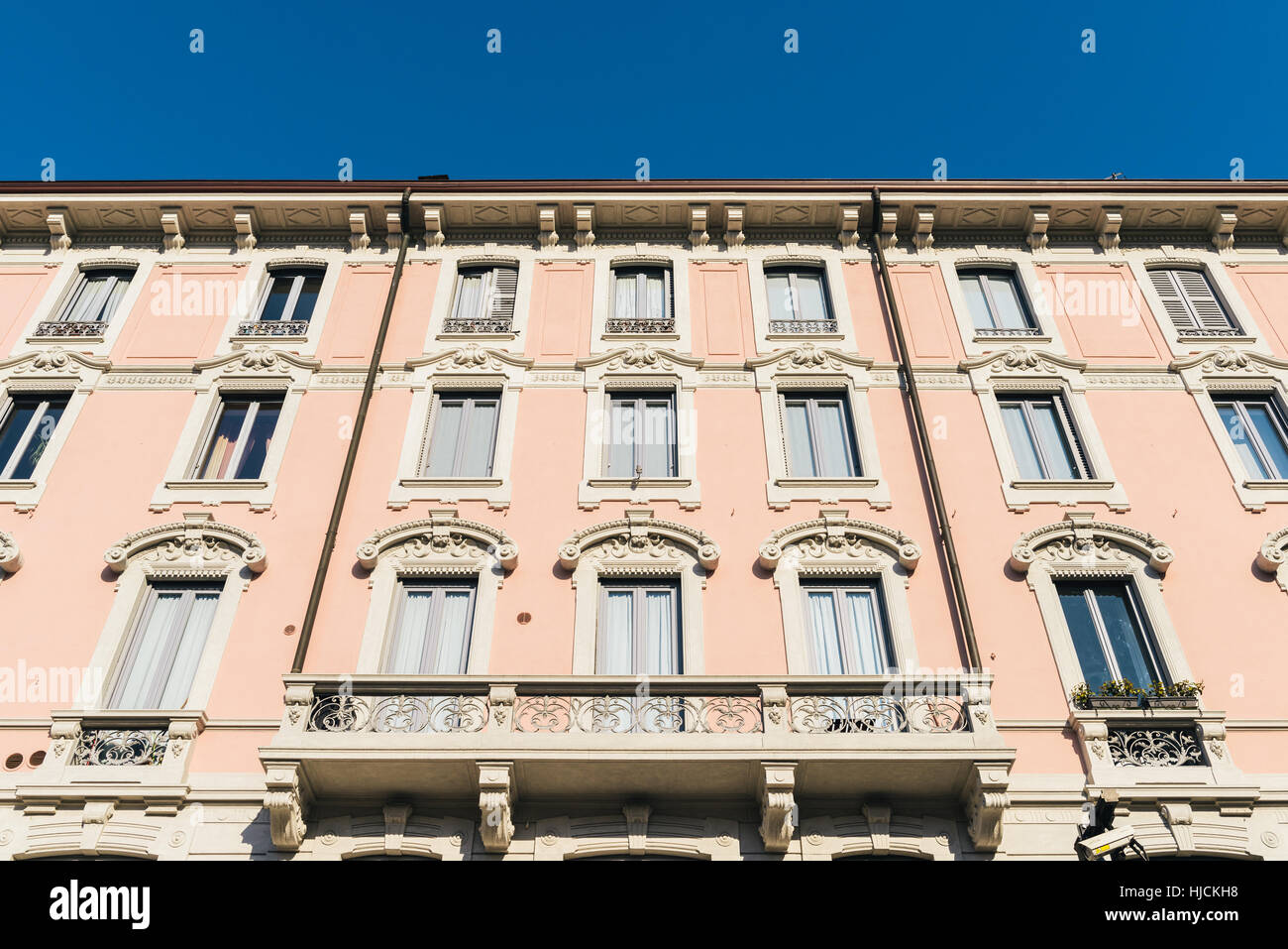 Milan, Italian pink facade Stock Photo - Alamy