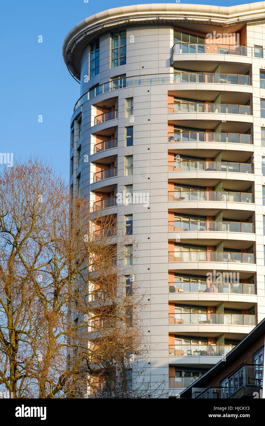 Modern block of flats/apartments in Cabot Circus Bristol England UK ...
