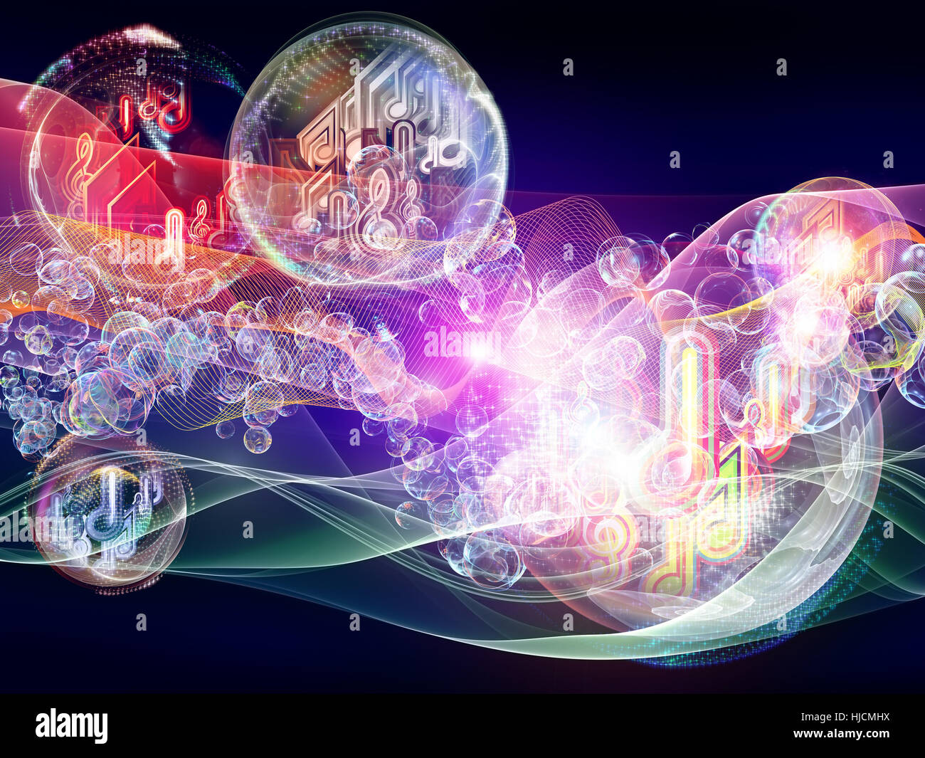 Bubble Symphony series. Interplay of musical notes, fractal spheres and ...
