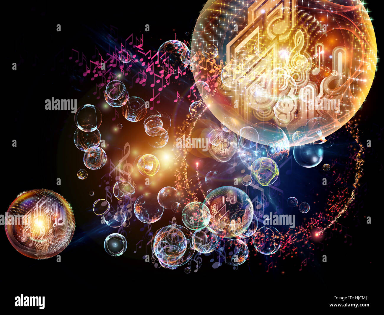 Bubble Symphony series. Background composition of musical notes ...