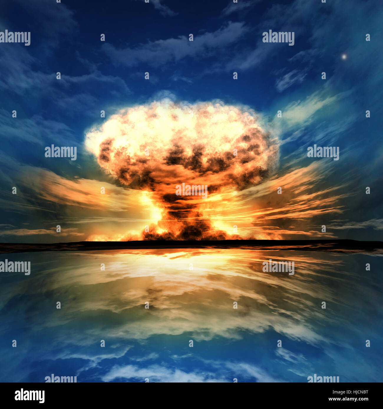 Nuclear explosion in an outdoor setting. Symbol of environmental ...