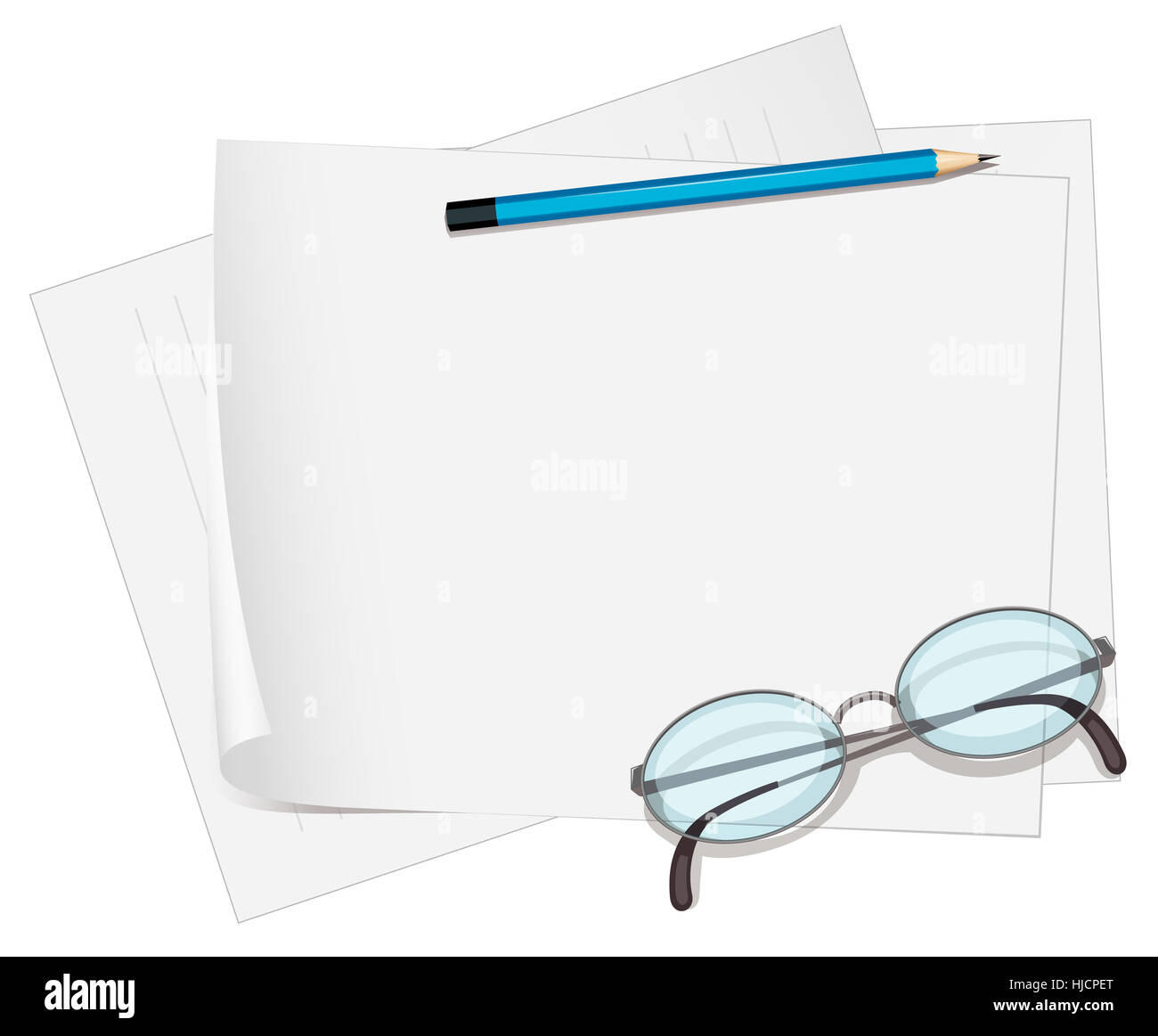 Piece of paper on desk Cut Out Stock Images & Pictures - Alamy