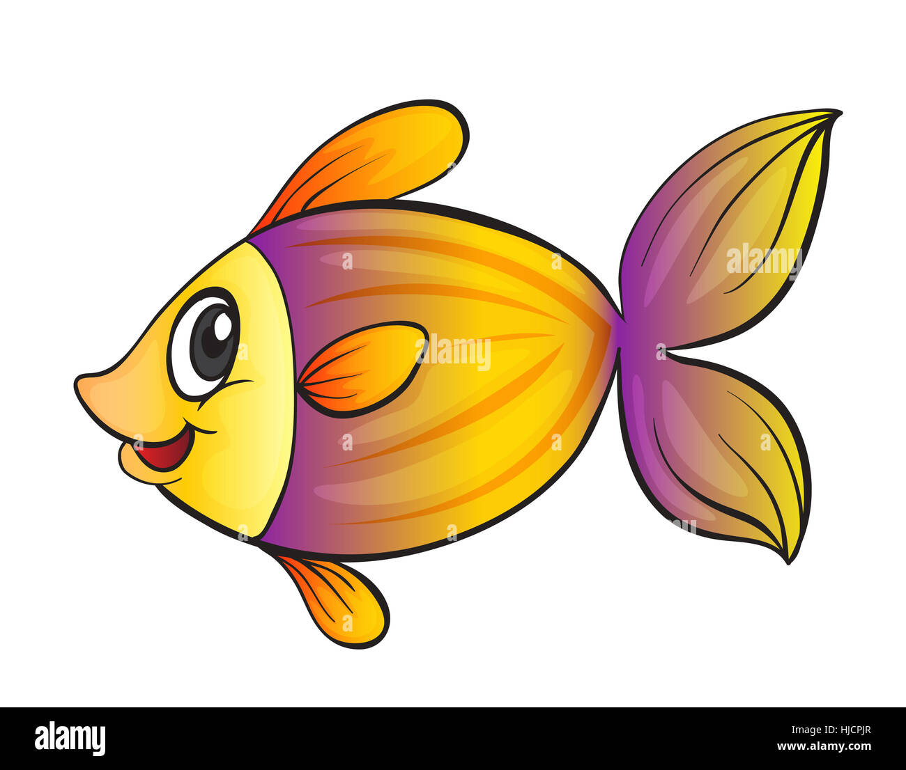 illustration of yellow fish on a white background Stock Photo - Alamy