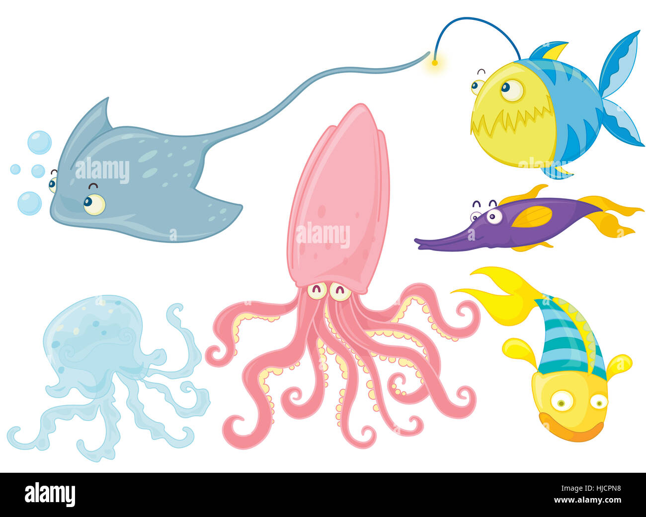object, isolated, animal, fish, underwater, ray, bubbles, illustration ...