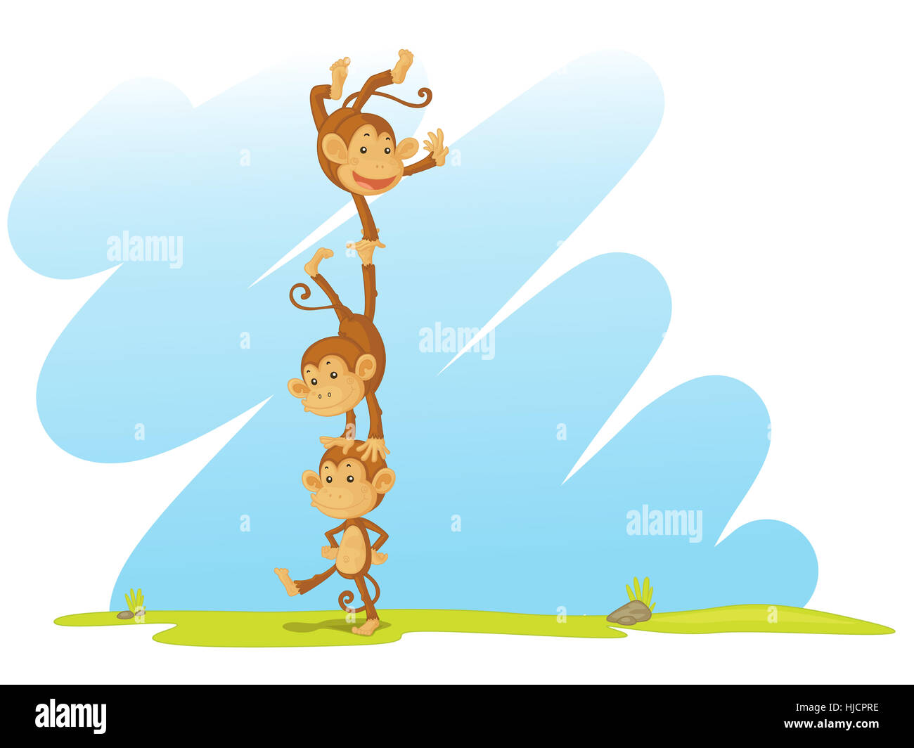 an illustration of monkeys playing Stock Photo - Alamy