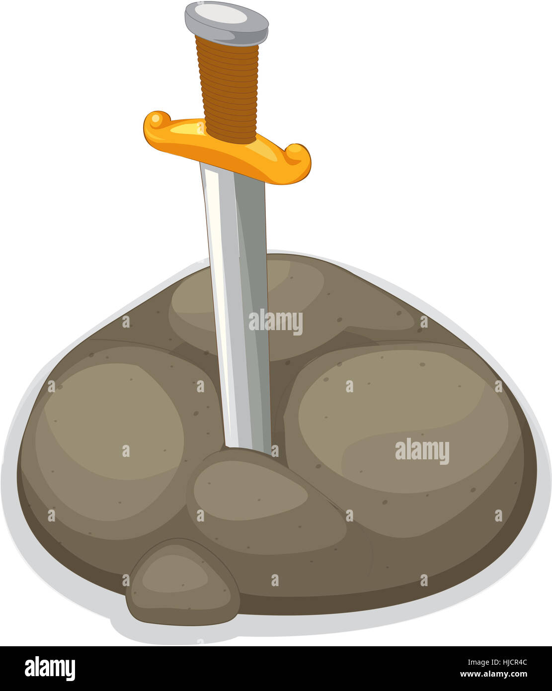 Illustration of a sword sowed in soil on white background Stock Photo ...