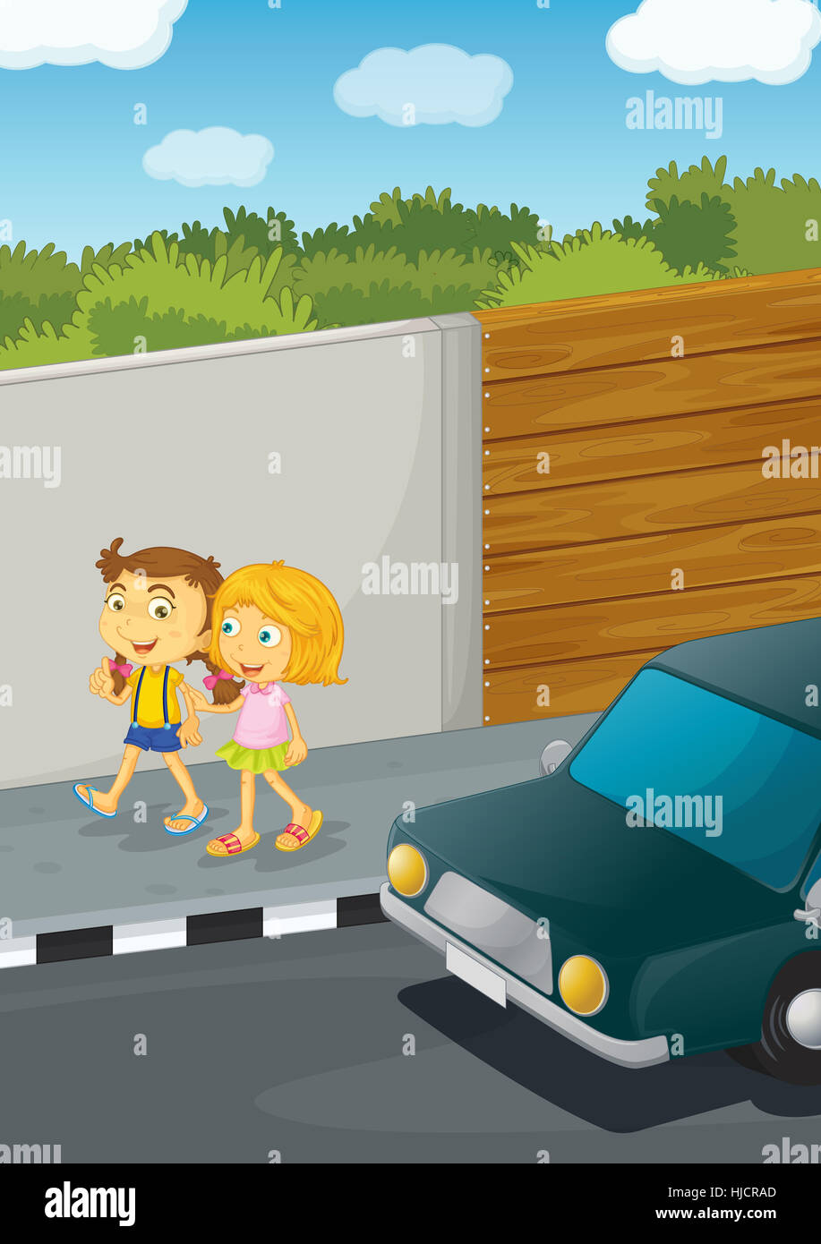 Illustration cartoon road going town hi-res stock photography and ...