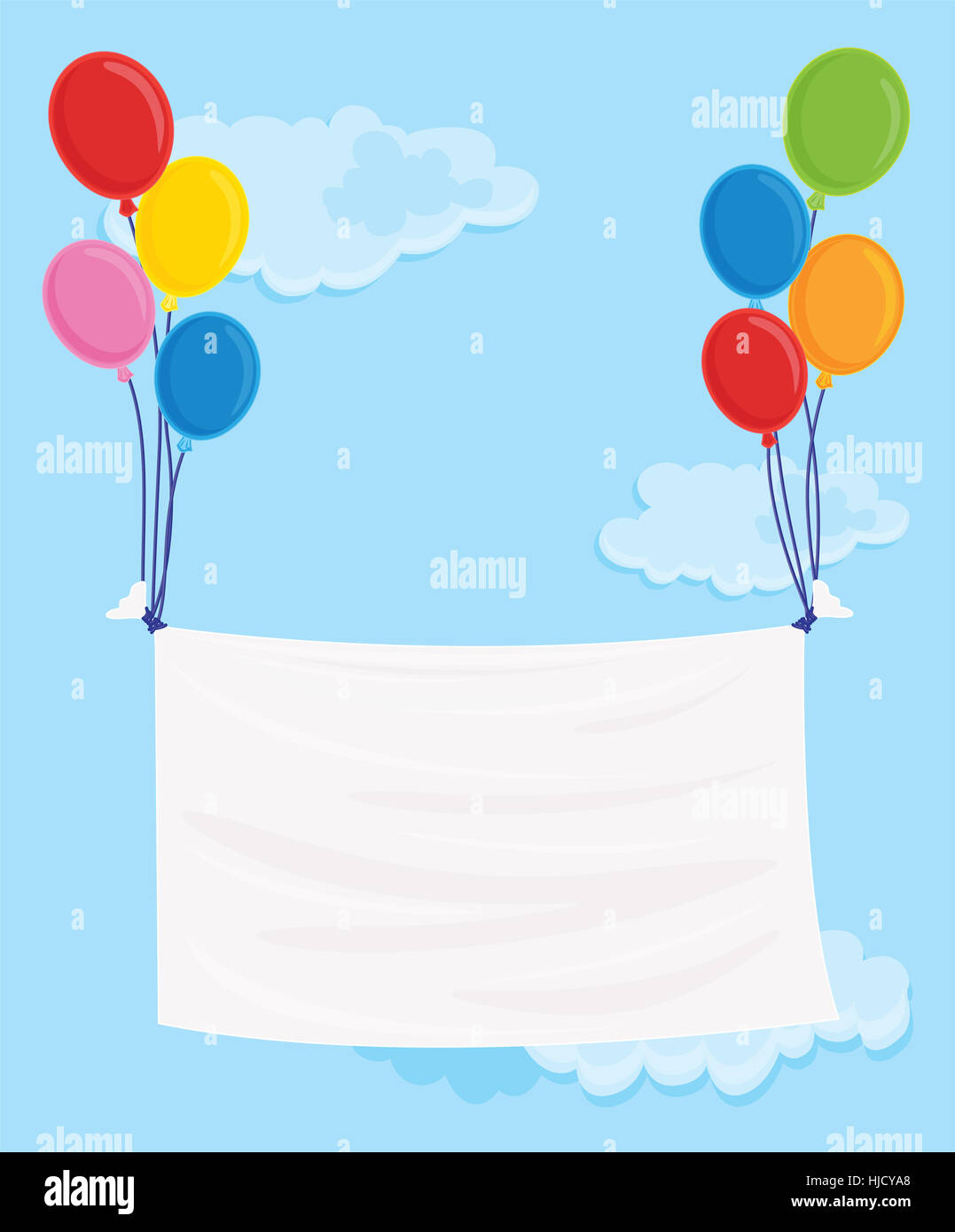 illustration of balloons flying with noticeboard Stock Photo - Alamy