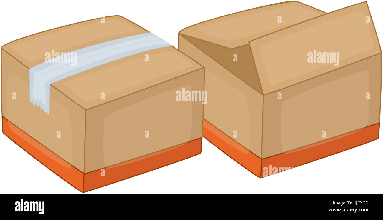 illustration of packing boxes on white Stock Photo - Alamy