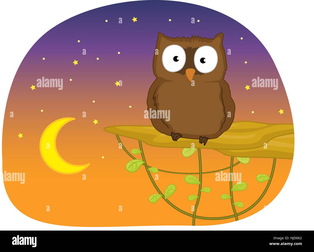 illustration of owl in the night Stock Photo - Alamy