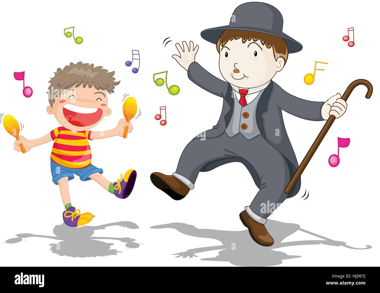 illustration of kid with dancing charlie Stock Photo - Alamy