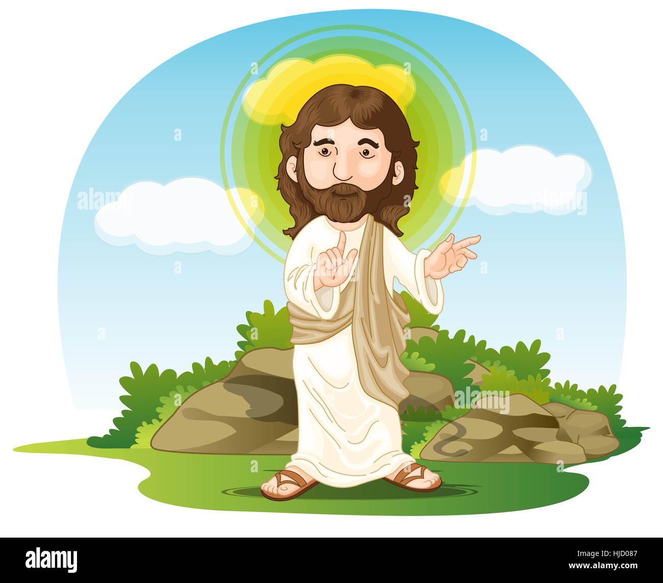 illustration of jesus christ on white and blue Stock Photo - Alamy
