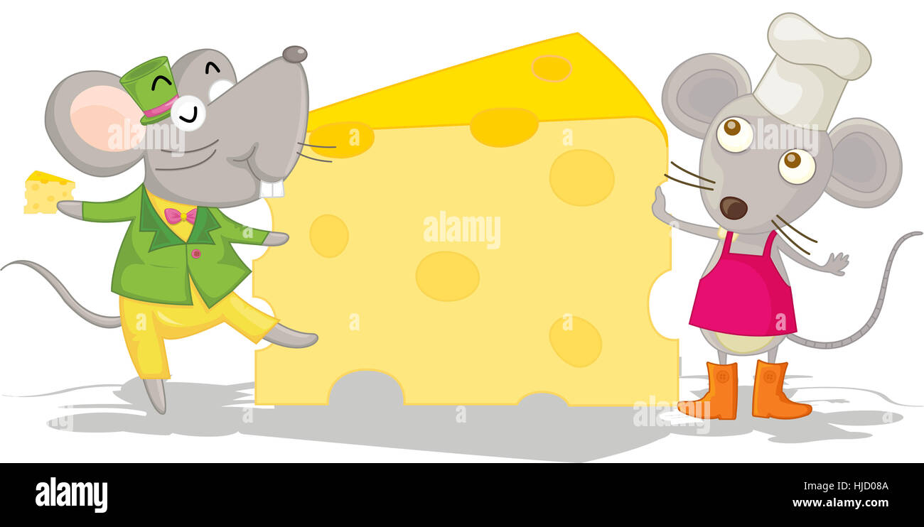 Cartoon illustration mouse eat cheese hi-res stock photography and ...