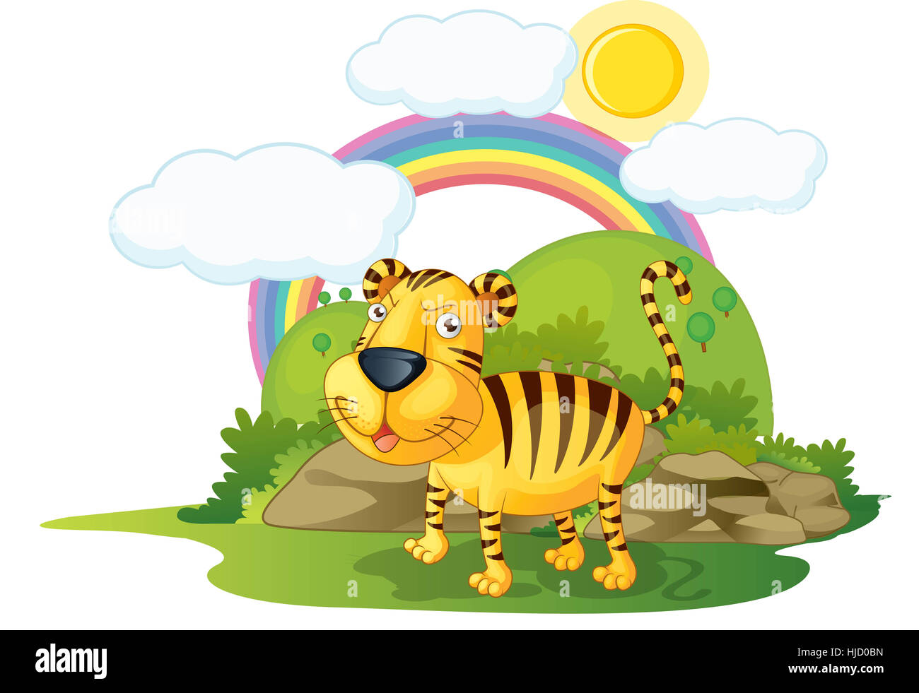 illustration of tiger on rainbow background Stock Photo - Alamy