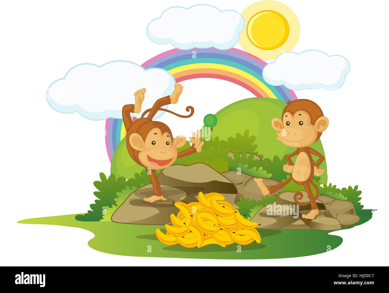 illustration of monkey on rainbow background Stock Photo - Alamy
