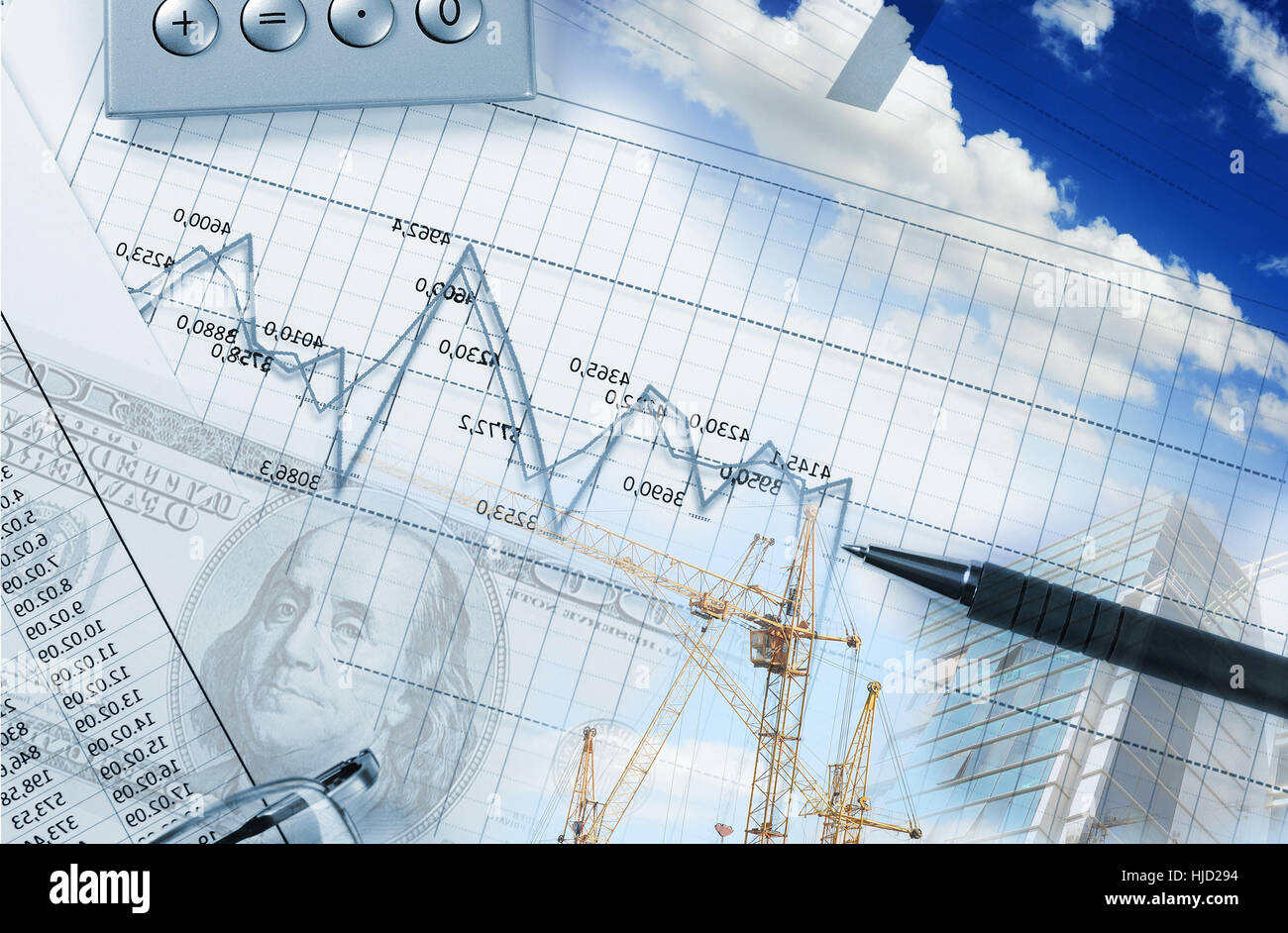 valuable papers, charts and diagrams - a collage Stock Photo - Alamy